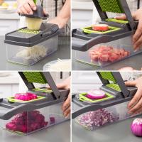 China Custom Logo 12-in-1 Vegetable Chopper Slicer Grater Multifunctional Kitchen Prep Tool 32cm for sale