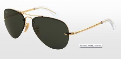 China Arista Frame Green Lens laybone Aviator Shield Sunglasses RB3449 001 / 71 for sale