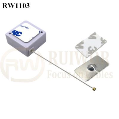 China RuiWor RW1103 Square Retractable Anti Theft Pull Box Plus 35X20mm Rectangular Adhesive Metal Plate for sale