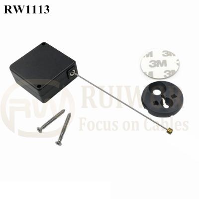 China RuiWor RW1113 Square Retail Display Security Cable Tether Plus Dia 30mm Circular Adhesive ABS Thick Plate for sale