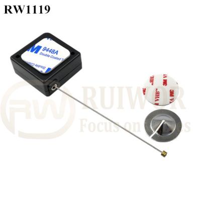 China RuiWor RW1119 Mini Square Anti Theft Retail Cable With 22MM Circle Sticky Metal Plate For Open Sale Security for sale