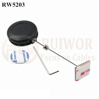 China RW5203 Round Anti Theft Retractor Plus 35X22mm Rectangular Adhesive Metal Plate for sale