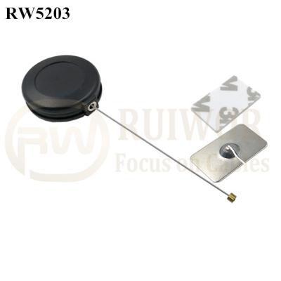 China RW5203 Round Anti Theft Retractor Plus 35X22mm Rectangular Adhesive Metal Plate for sale