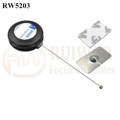 China RW5203 Round Anti Theft Retractor Plus 35X22mm Rectangular Adhesive Metal Plate for sale