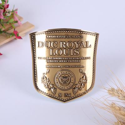 China DOYEN Shield lassic metal foil custom wine label Personalised stainless steel wine decanter label backing sticker Custom for sale