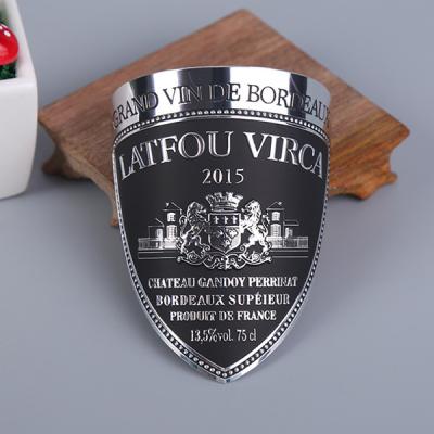 China DOYEN Aluminum wine bottle sticky label Custom Wine Metal Sticker custom your message for sale