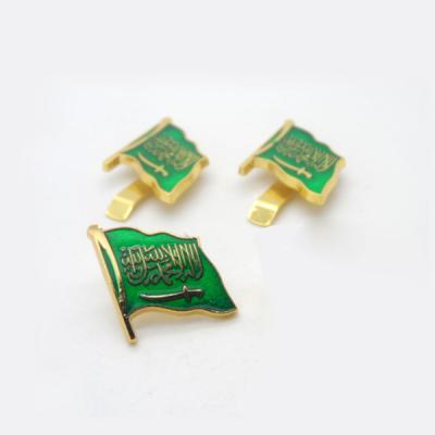 China Formal ceremonial reception metal pin badge backing clip Green background Golden plated for sale