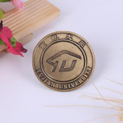 China Retro Brass Metal Badge Pin Yujian University for sale