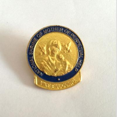 China national shine of mother of perpetual help Badge Pin Golden Metal for sale