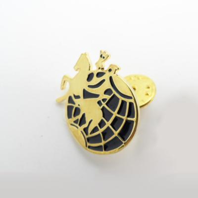 China Horse Earth shape Librarian Pin badge Metal Golden for sale