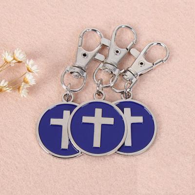 China Round Metal Keychain Keyring Fear 2 Peace Cross Charming Zipper pull Sweater Chain Zipper pull for sale