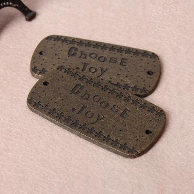 China DIY Supplies Brass Metal Plate Pendant Charms Jewelry Making Findings Vintage Style Plate Charms Pendant with two holes for sale