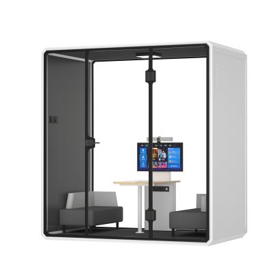 China Modern Private Home Office Soundproof Booth With Magnetic Seal Glass Door for sale