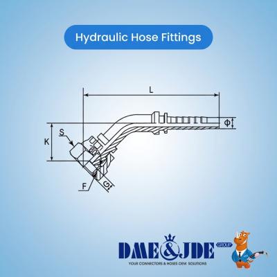 China DP4BPF Hydraulic Hose Fittings Insert 45° Elbow BSPP Swivel Female 60°Cone for sale