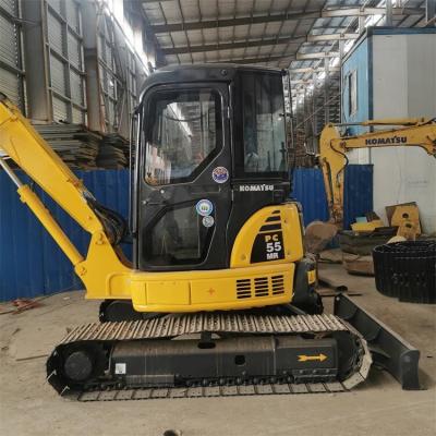 Cina 1600 ore di lavoro Komatsu PC55MR Escavatore Usato Escavatore a trascinatore con lama da dozzina in vendita