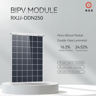 Cina Rixin Trasparente Ad Alta Efficienza BIPV Pannelli Solari Mono 200w 250w Modulo Solare in vendita