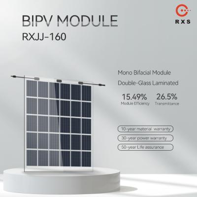 Cina Pannelli solari di vetro BIPV della classe A 160W 200W 250W trasparenti personalizzabili in vendita