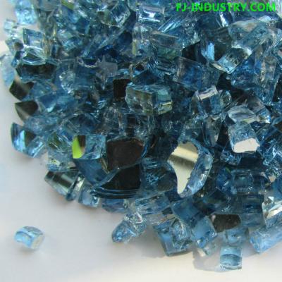 China 1/4' 1/2' Ocean Blue Tempered Broken Glass for Outdoor Fire Pit for sale