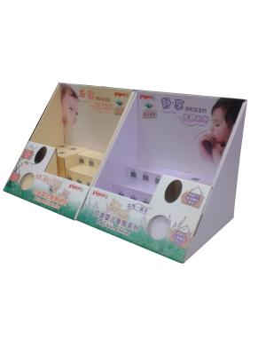 China Baby Skincare Product Promotion Display Counter Top Cardboard Display Unit with Holes for sale