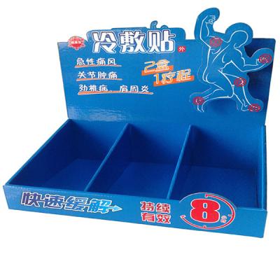 China Point of purchase 3 grids blue color advertising countertop displays unit for sale