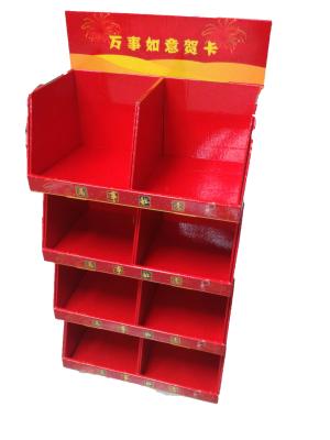 China Red Color  510mm Width Four Tier Corrugated Paper Tall Display Trays for sale