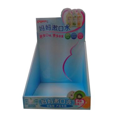 China Small blue color 280mm width cardboard display counter unit for product retail for sale