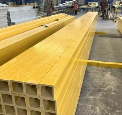 China High Strength Grp Pultrusion Frp Square Pipe Fibreglass +Resin Smooth Winding for sale