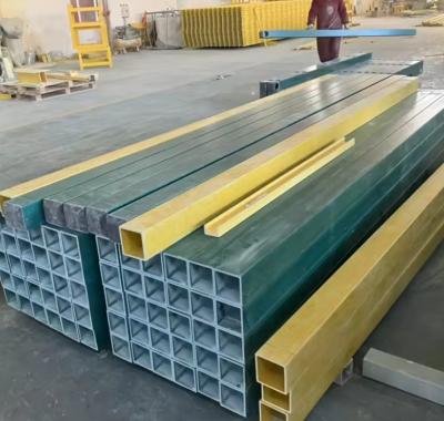 China High Strength Grp Pultrusion Frp Square Pipe Fibreglass +Resin Smooth Winding for sale