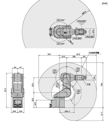 Kawasaki Robot Arm RS003N use  for handling, loading and unloading, gluing