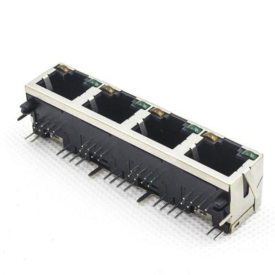 China 1X4 Port RJ45 PCB Connector 10 100 Base / Rj45 8p8c Connector TM5JA814T2112 for sale