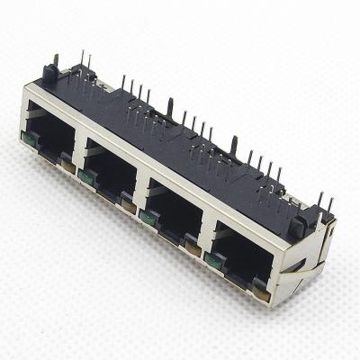 China 1X4 Port RJ45 PCB Connector 10 100 Base / Rj45 8p8c Connector TM5JA814T2112 for sale