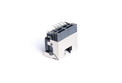 Κίνα Κάθετη υποδοχή PCB Rj45 με Y/G LCP μαύρο UL94V-0 TM58D811EX115 των οδηγήσεων προς πώληση