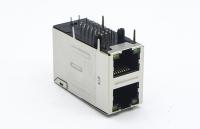 China 10 Gigabit Ethernet RJ45 Connector with Transformer 38.3mm Length 10 Contacts Shielded Industrial Grade for sale