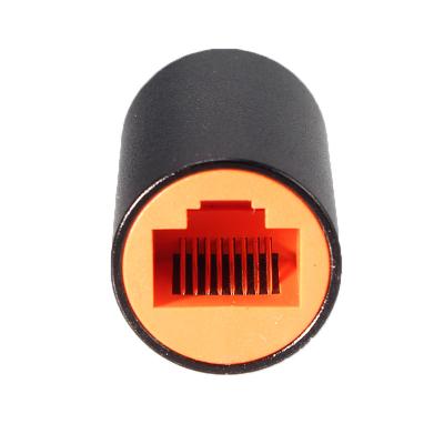 China 180 Degree Aluminum RJ45 Female Adapter With Shell 8P8C Round Straight for sale
