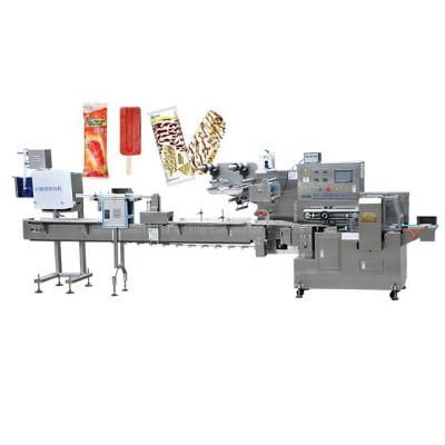 China Multi Function Automatic Food Bar Popsicle Ice Cream Lolly Cone Cream Flow Wrapping Machine for sale