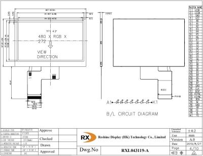 Cina Touch screen standard 480x272 orizzontale dell'esposizione di TFT LCD di 500 pidocchi a 4,3 pollici in vendita