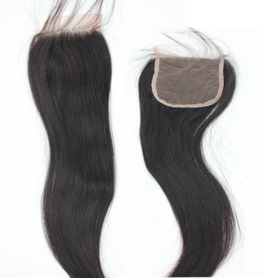China Hot Sale 4x4 Size 1b Color Silky Straight Top Lace Closure With Baby Hair In Stock for sale