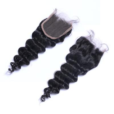 China Elegant-wig Free Parting Hand Tied Water Wave Top Lace Front Closure With Baby Hair for sale