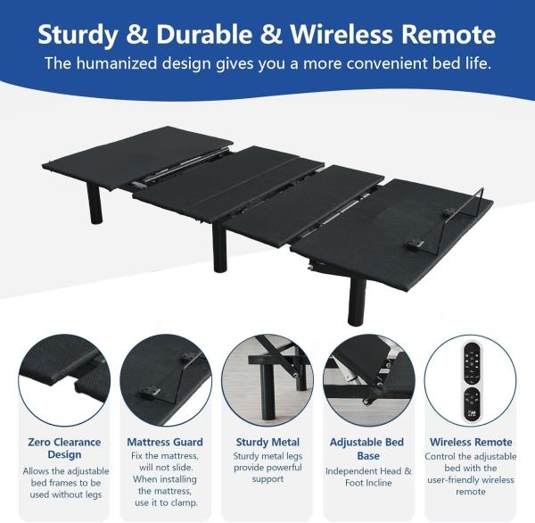 Quality 3 Level Intensity Levels Electric Adjustable Beds Customized With LED Underbed for sale