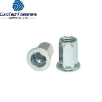 China Steel Full Hex Flat Head Rivet Nuts M3 M4 M5 M6 Threaded Insert for Sheet Metal Joining for sale