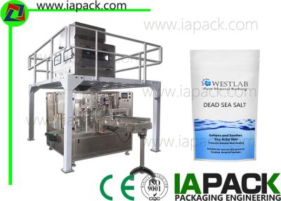 Cina impacchettatrice di riempimento di pesatura rotatoria di sigillamento del granello della macchina imballatrice di Doypack del sale 1000g fino a 35 pacchetti al min in vendita