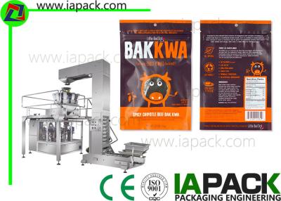 Cina Macchina imballatrice di riempimento a chiusura lampo di sigillamento di bue essiccato automatico rotatorio in vendita