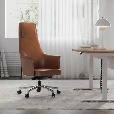 China Modern High Back Leather Office Chair , brown leather executive office chair 360 degree for sale