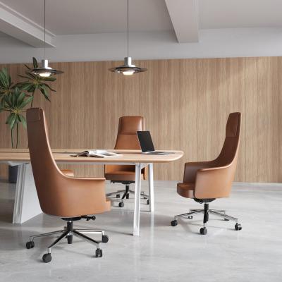 China Modern High Back Leather Office Chair , brown leather executive office chair 360 degree for sale
