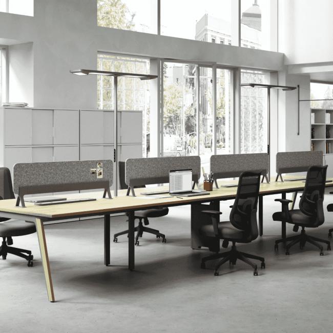 DUAL Modular Workstation Office Desk with privacy screens and cable management