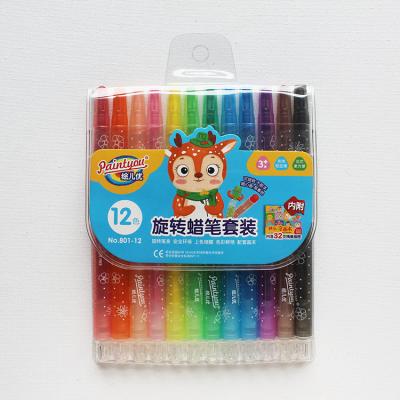 China Cheap Price Cartoon Printing 12pcs Twist Crayons for Kids for sale