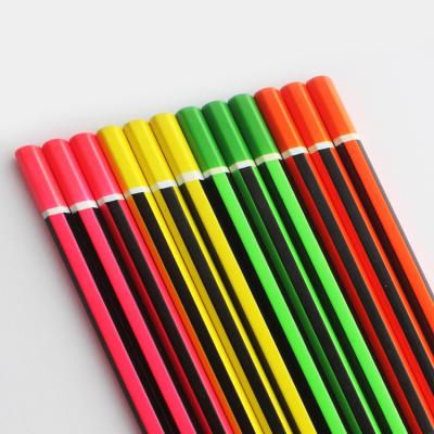 China soft graphite pencil closed head 12pcs neon paint hb pencil wooden for sale