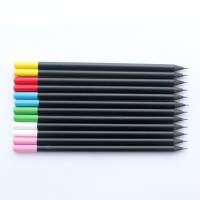 Quality Wholesale round black wood pencil hb closed head mat printing wooden China for sale