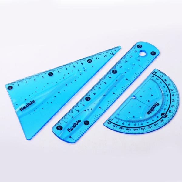 Quality hot selling fashion twist it 15cm clear pvc 3pcs flexible ruler set for sale