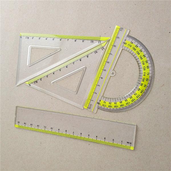 Quality wholesale two color print plastic 15cm ruler set for sale